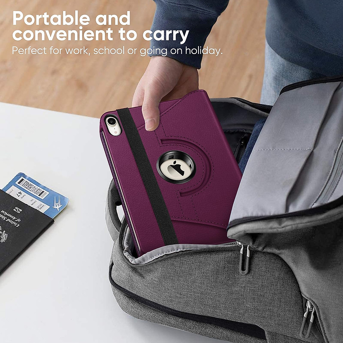 Fintie Rotating Case for iPad Mini 7 (A17 Pro, 7th Generation) 2024 / iPad Mini 6 (6th Gen) 8.3 Inch - 360 Degree Swiveling Stand Protective Back Cover, Auto Wake/Sleep, Purple