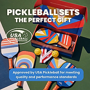 Nettie Pickleball Co - Pickleball Paddle Set of 2 | Double Pack | Lightweight Carbon Fiber Honeycomb Core | Includes 2 Pickleball Balls & 2 Sweatbands | Premium Material (Ashbury and Bainbridge)