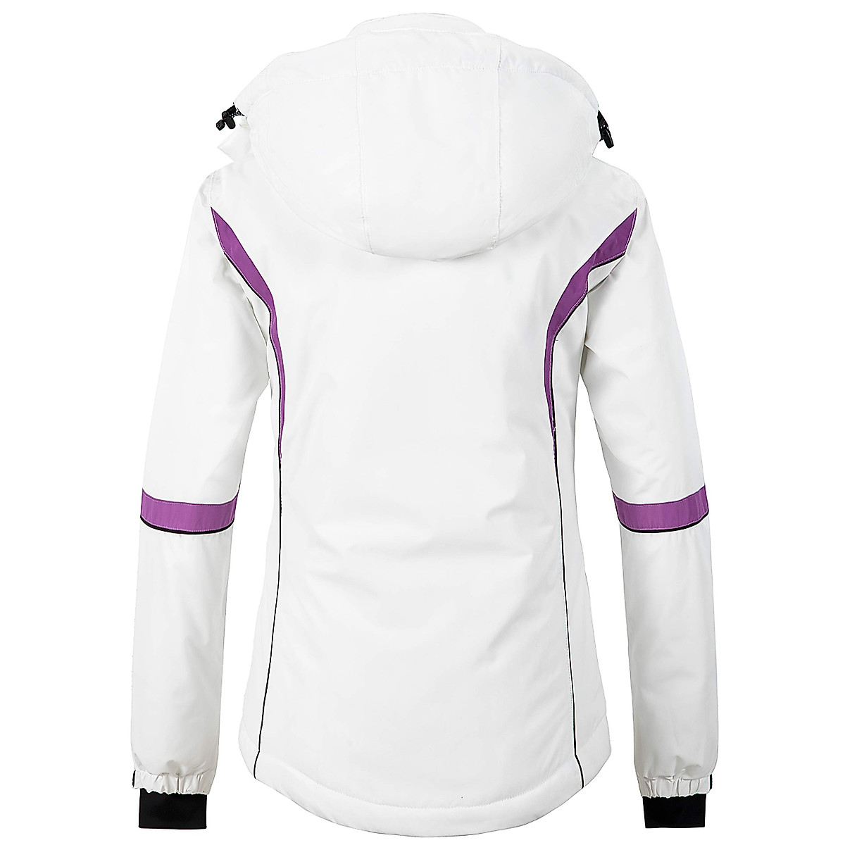 wantdo Women's Winter Printed Waterproof Ski Jacket Raincoat with Hood White L