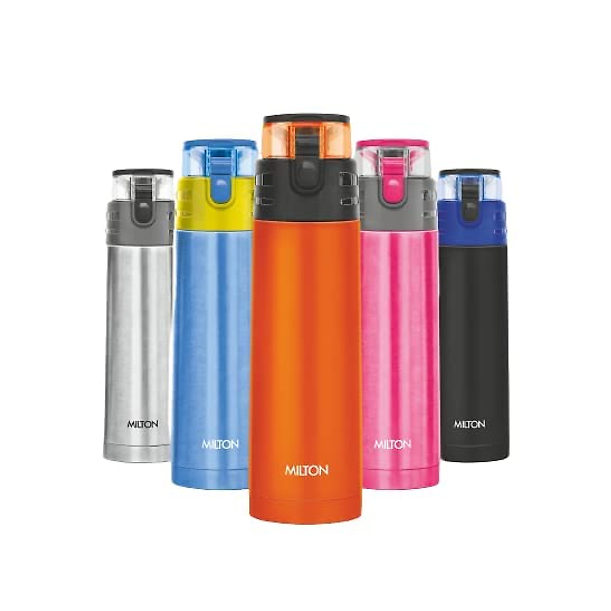 Milton Thermosteel Atlantis 600 Vacuum Insulated Thermosteel Water Bottle/flask 500 ml | 17 oz |Flip Top Lid Carry Handle Hot & Cold 18/8 Stainless Steel BPA Free Food Grade Leak-Proof | Orange
