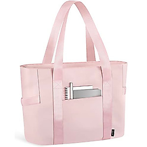 Prite Tote Bag for Women Weekender Bag with Laptop Compartment for Work Nurse School Travel Gym (Pink)