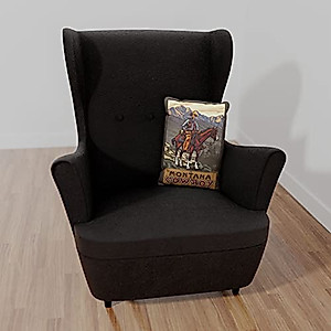 Montana Ranch Hand Canvas Throw Pillow for Couch or Sofa at Home & Office from Travel Artwork by Artist Paul A. Lanquist 13" x 19".