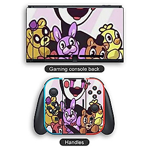 FNAF Decals Stickers Set Faceplate Skin +2Pcs Screen Protector for Nintendo for Switch Console & Joy-Con Controller & Dock Protection Kit