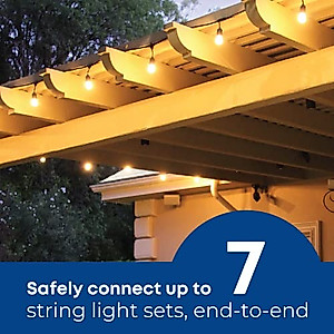 Feit Electric 30ft Outdoor String Lights 15 Sockets, Dimmable, Heavy-Duty Weather Resistant Decorative Outdoor Incandescent String Lights, 20 S14 Incandescent Bulbs Included, Amber Glow