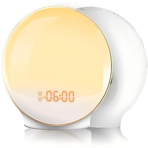 TITIROBA Wake Up Light, Sunrise Alarm Clock Radio, Bedside Lamp with Sleep Aid, Dual Alarms, Snooze, Colorful Lights, Natural Sounds for Kids Adults Bedroom