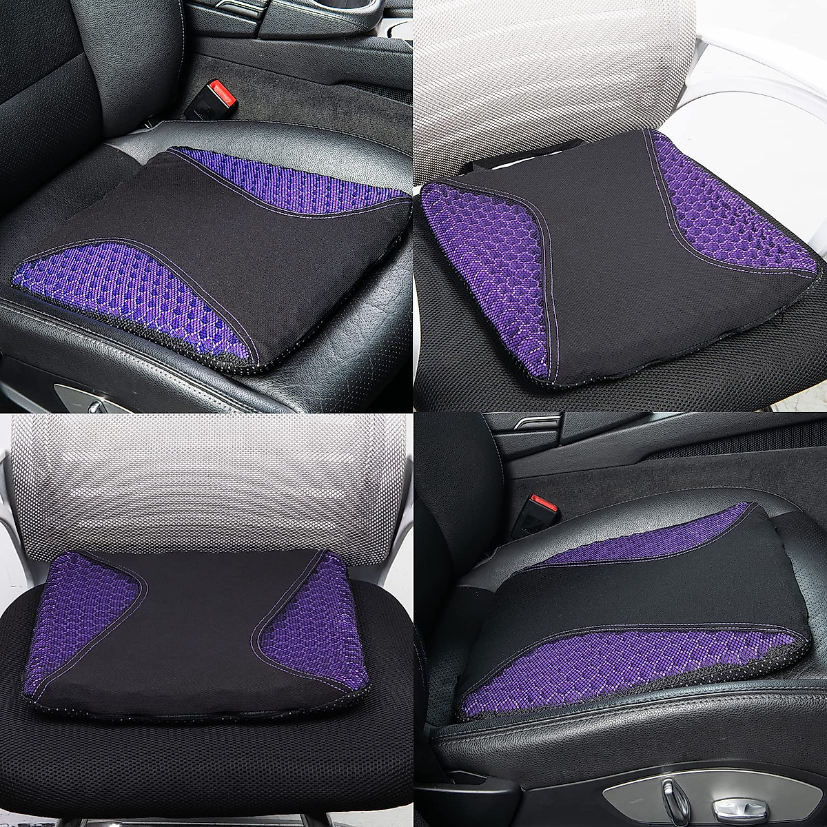 CAR-GRAND Gel Seat Cushion for Long Sitting Soft and Breathable, Honeycomb Gel Cushion for Car Or Wheelchair Reduce Sweat Gel Chair Cushion for Hip Pain Gel Seat Cushion for Office Chair (Purple)