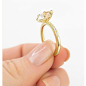 TIGRADE 2CT Engagement Ring for Women Marquise Cut Cubic Zirconia Wedding Band CZ Promise Anniversary Ring Size 3-12, Gold, Size 5.5