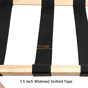 BAIDE PACK Wood Luggage Rack Stand for Guest Room, Folding Suitcase Holder Stand with 6 Support Straps for Home Bedroom Travel, Bamboo