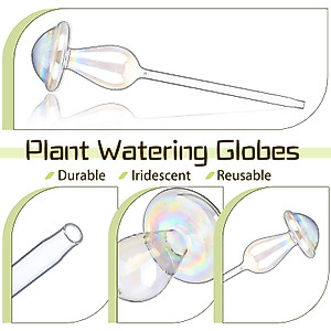 meekoo Plant Watering Globes 10 Pack Iridescent Rainbow Clear Glass Planter Insert Plant Watering Devices for Indoor Outdoor(Mushroom)
