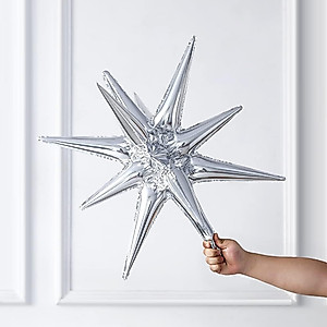 White and Silver Disco Ball Balloon Garland Arch Kit 135pcs Metallic Silver Matte White Balloon with 4D Disco Ball and Starburst Foil Balloon for Anniersary Disco Birthday Party Decoration