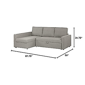 South Shore Live-It Cozy Sectional Sofa-Bed with Storage, Gray Fog