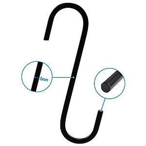 WHYHKJ 10pcs 6" Black Antistatic Coating Steel Hanging Hooks Heavy-Duty S Hooks Home Storage Organizers Accessories