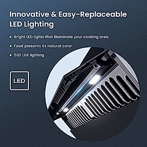 FOTILE JQG7505 30” Under-Cabinet or Wall-Mount Range Hood | Dual DC-Motor | Slant Vent Design | Hands Free On and Off | Touchscreen with 4 Speed Level | Modern Kitchen Onyx Black Glass