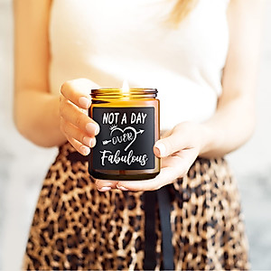 waogift Not A Day Over Fabulous Lavender Scented Candles - Funny Birthday Gift Ideas for Women Her,Friends, Coworkers, Her, Wife, Mom, Daughter, Sister, Aunt - Soy Funny Candle for Home Scented White