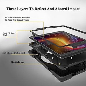 TSQ iPad Air 2 Case for Kids A1566 A1567 2014 with Rotating Stand Hand Strap | Military Grade Heavy Duty Rugged Shockproof Protective Cover Case for iPad Air 2nd Generation 9.7 Inch, Black