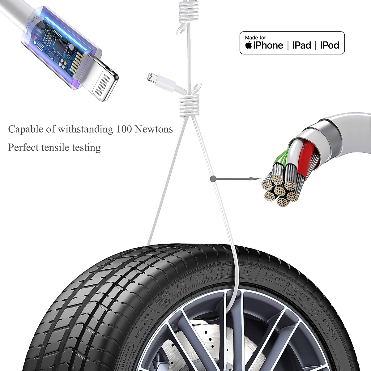 iPhone Charger Cord 3ft Lightning Cable 3Pack Durable Charging Wire Apple MFi Certified for iPhones 14 13 12 11 Pro Max XR XS SE X 8 7 6 5 Plus iPad