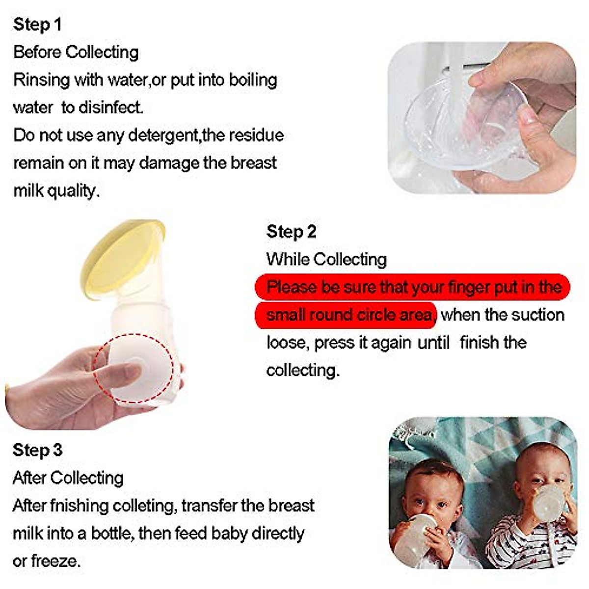 Silicone Breast Pump 2 Pack, Manual Breast Pump with Protective lid, Portable Milk Saver for Breast Feeding,100% Food Grade Silicone BPA Free(4oz/100ml), Yellow