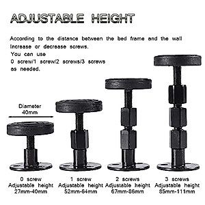 WANLIAN 2PCS Black Headboard Stabilizers Headboard Stoppers Bed Frame Holder Adjustable Threaded Bed Frame Anti-Shake Tool DIY Combination Possible Adjustable from 1.5"-4.5"