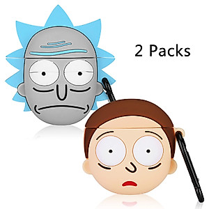 Hairland for Airpod 2/1 Silicone Case, Soft Protective Cartoon Fashion Cute Design Air Pods Cover Skin Kids Girls Cool Fun Funny Headphone Accessories Keychain Charging Cases for AirPods (Ruik+Moti)