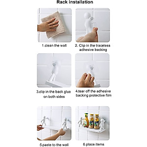 The Kitchen Toilet Receive Shelf - Floating Shelves Bathroom Wall Mounted Shelf,Villain Wall Hanging Rack Punching-Free Humanoid Storage Shelf,Punching-Free Bathroom Storage Rack (3 pcs, White)