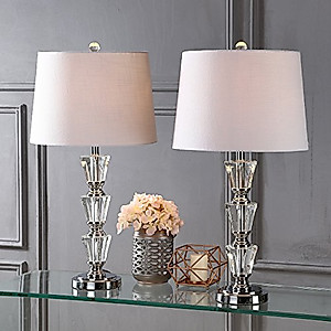 JONATHAN Y JYL2044A-SET2 Set of 2 Table Lamps Layla 27" Crystal LED Table Lamp Glam Contemporary Bedside Desk Nightstand Lamp for Bedroom Living Room Office College Bookcase, Clear