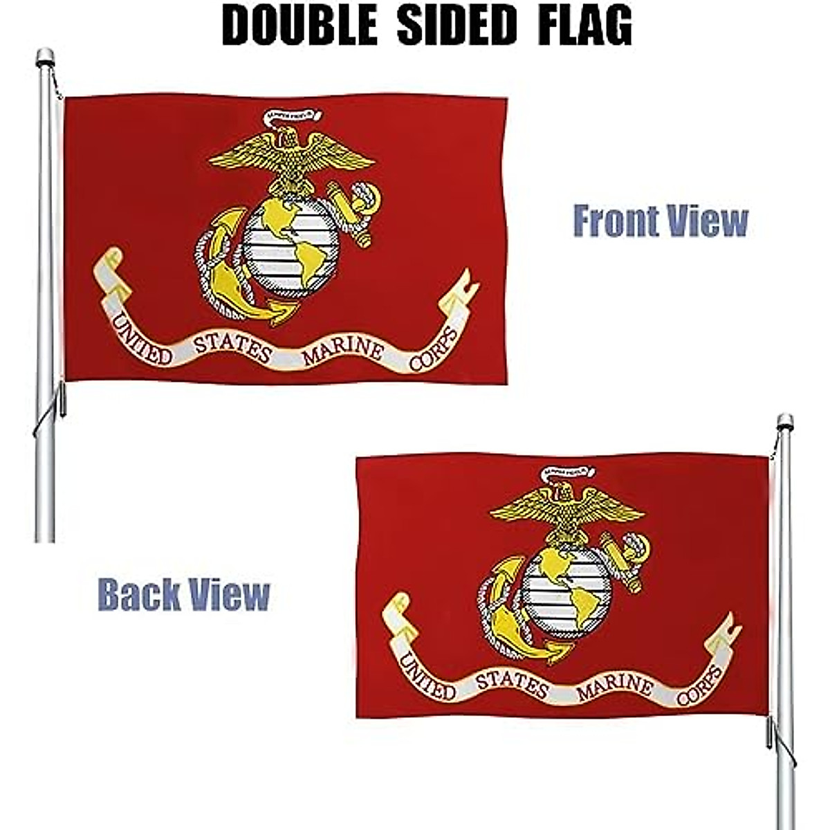 US Marine Corps USMC Flag 3x5 Outdoor Double Sided - Heavy Duty Polyester US Military Army Flags Long Lasting with 2 Brass Grommets…