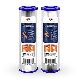 Aquaboon 5 Micron 10" x 2.5" Pleated Sediment Water Filter Cartridge | Universal Replacement for Any 10 inch RO Unit | Compatible with R50, 801-50, WFPFC3002, WB-50W, WHKF-WHPL, 2-Pack