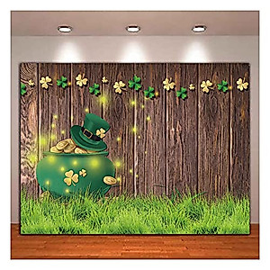 Happy St Patrick's Day Background Lucky Irish Shamrock Board Photography Backdrop for Baby Shower Birthday Party Decor Banner 7x5ft