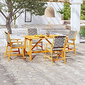 Camerina 5 Piece Patio Dining Set Patio Table and Chairs Set Outdoor Patio Dining Set Outdoor Dining Table Set Solid Acacia Wood 3087124
