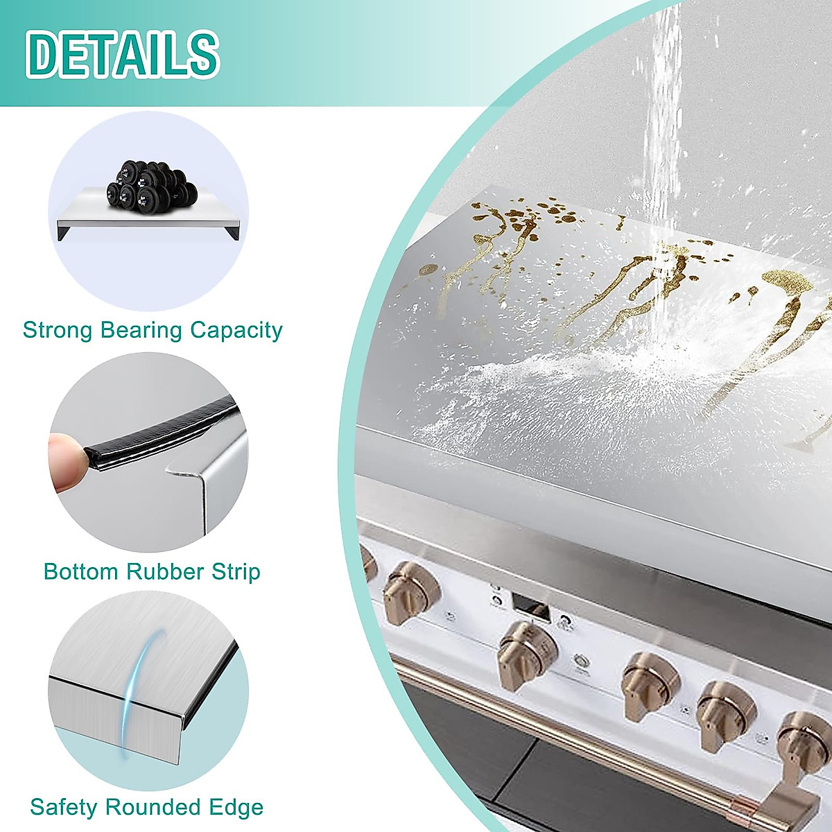 Stainless Steel Stove Covers for Gas Stove Top,Cooktop Cover for Gas and Electric Stove,Noodle Board,Expanding Extra Space (aSilver)