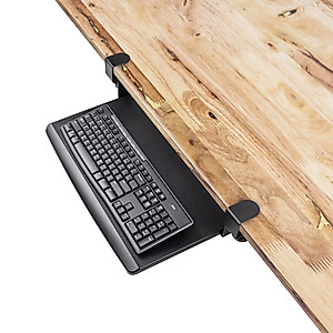 EHO Clamp-On Retractable Adjustable Keyboard Tray, Under Desk Ergonomic Keyboard Tray - Easy Tool-Free Install - Small Surface 20" x 11.5"