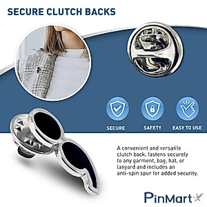 PinMart Semicolon Mental Health Awareness Pin – Silver Plated Black Enamal Lapel Pin for Suicide Awareness and Prevention - Secure Clutch Back for Hats, Scarves and Backpacks