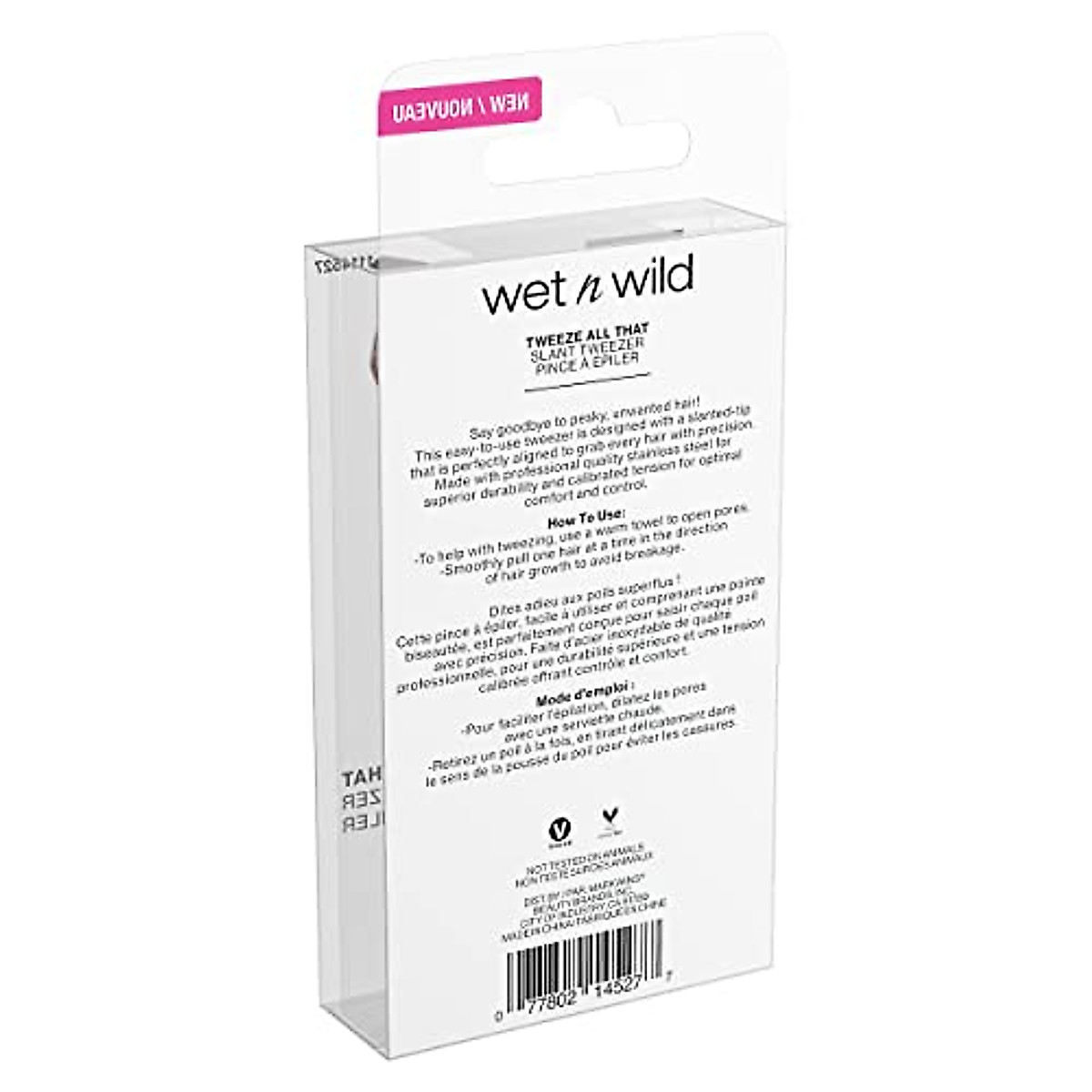 Wet n Wild Beauty Eyebrow Tweezers Hair Removal Tweezers, Pointed Precision with Sharp Needle Nose Point Tweezers for Men, Women & Kids, Stainless Steel