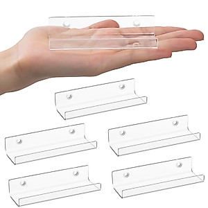 HBlife 6 Pack Vinyl Record Shelf Wall Mount, 4 Inch Clear Acrylic Album Record Holder, Vinyl Display Shelves and Album Frame for Bedroom, Living Room, Store and Home