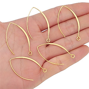 BEADIA 18K Gold Plated Earring Hooks U Shape 15x38mm 20pcs for Jewelry Making Findings
