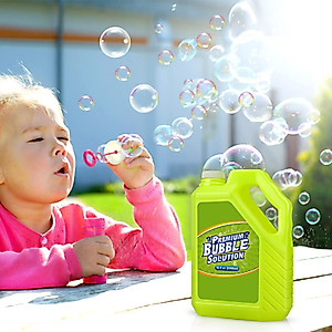 Bubble Solution Refill - 70 Ounce Premium Bubble Liquid Refills for Bubble Machine, Wand, Gun, Blower at Wedding and Party - Bubbles Toy for Kids Toddlers Boys Girls (with Portable Handle)