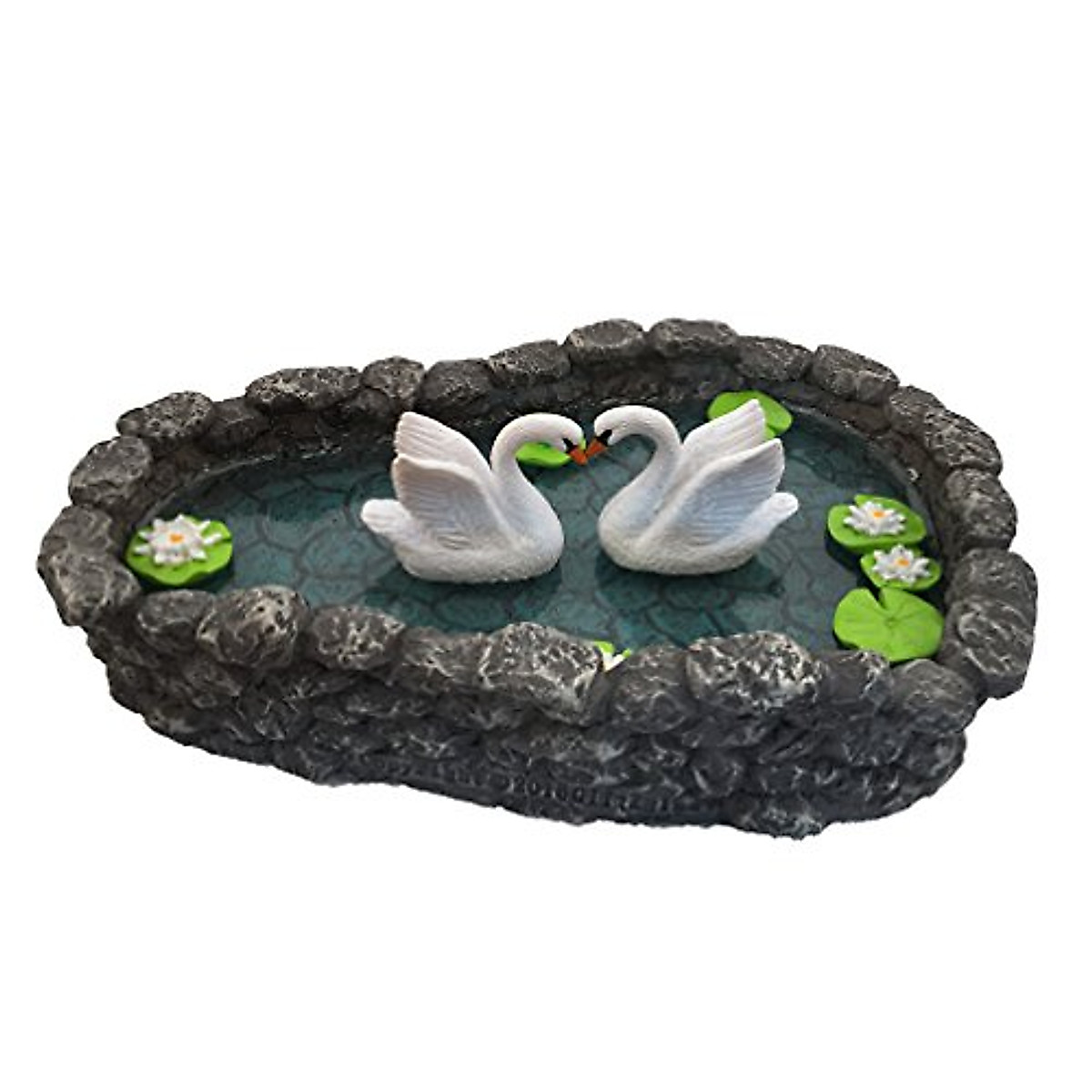 GlitZGlam Swan Miniature Pond - Love is in The air! A Miniature Swan Lake for a Miniature Fairy Garden and Miniature Garden Accessories