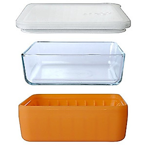 Frego Award-Winning Plastic-Free Glass and Silicone Food Container | 4 Cups | Orange