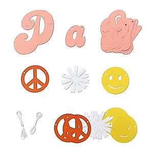 Dazed and Engaged Bachelorette Decorations Bundle with Dazed & Engaged Confused Banner and Groovy Retro Hippie Daisy, Peace Sign, and Smiley Face Garland - 24 piece set