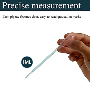 Transfer Pipettes, HiBallBall 100 Pack Clear Plastic Disposable Liquid Droppers, Graduated Pipetting for Laboratory Experiment (1ML)