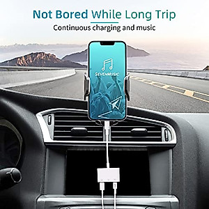 3.5mm Headphone Splitter for iPhone iPad 3 in 1 Earphone Jack Adapter with Fast Charging Lightning Audio Jack Connector Compatible for iPhone 14 13 12 11 X XR XS 8 7 iPad