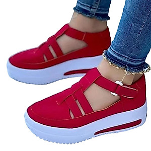 Kumprohu Swezida Shoes for Women - Chunky Shoes for Ladies - Orthopedic Arch Support, Swezida Casual Sandals, Walking Shoes for Exercise Red