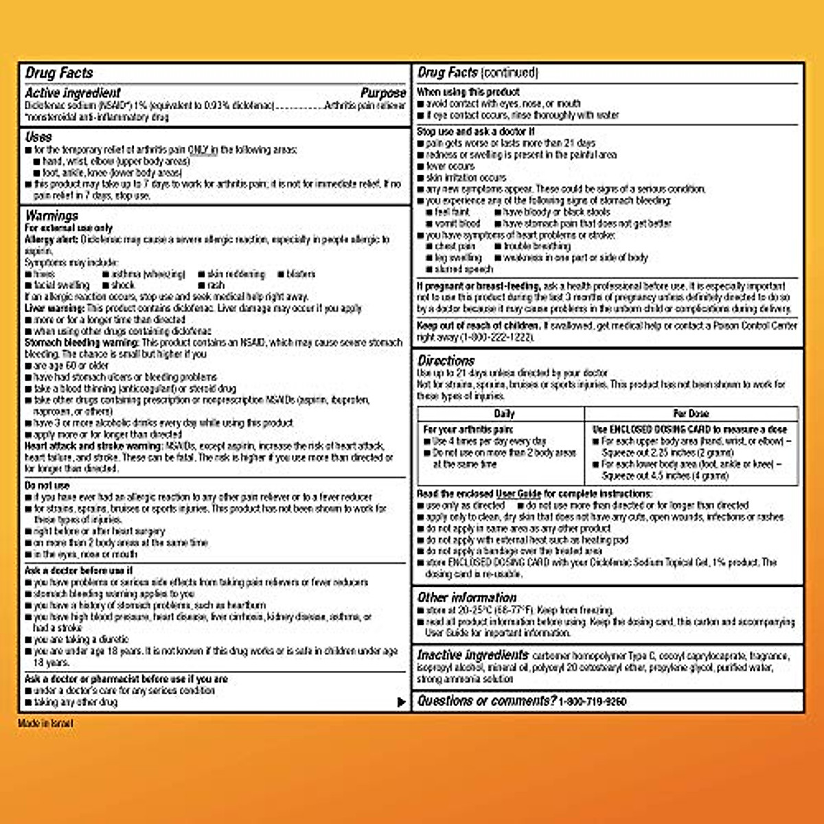 Amazon Basic Care Arthritis Pain Relieving Gel, Diclofenac Sodium Topical Gel, 1% (NSAID),150 Grams