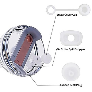 YKIAMGH Spill Stopper for Stanley Cup 40oz 30oz Tumbler with Handle Quencher Accessories, Include Reusable Straw Cover, Leak Stopper and Spill Plug Lid, 6pcs (2.0, Clear)