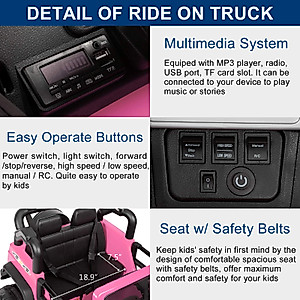 VALUE BOX Safety 12V Electric Two Seaters Ride On Car, Remote Control Kids Toddler Ride On Cars Motorized Vehicles Toy Car, Wheels Suspension, Seat Belts, LED Lights and Horn (Pink)