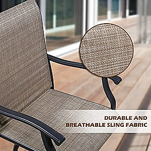 Ulax Furniture Outdoor Swivel Bar Stools Patio Sling Bar Chairs, Set of 2