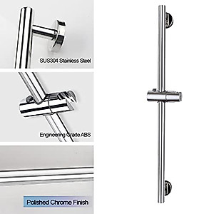 BANGPU Chrome Shower Slide Bar, Bathroom Shower Slide Bar with Adjustable Handheld Shower Holder, Stainless Steel Slide Slide Bar Wall Mount