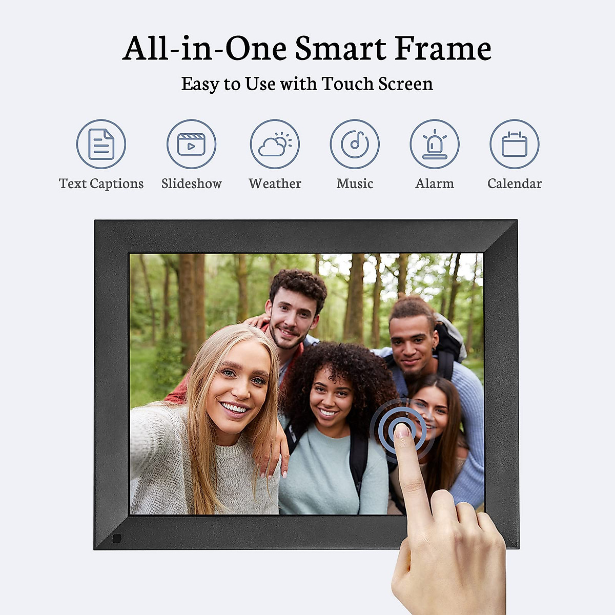 BSIMB 15 Inch Large Digital Picture Frame, WiFi Digital Photo Frame Touch Screen with 16GB Storage, Auto-Rotate, Share Photos and Videos via App Email, Wall Mountable