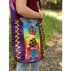 Original Collections Bohemian Hippie Crossbody Peace Sign Shoulder Bag Purse Large