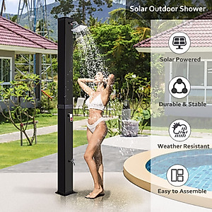 AMGYM Outdoor Solar Shower 11 Gallon Solar Heated Outdoor Shower with Rain Shower & Foot Shower for Outdoor Backyard Garden Pool Beach